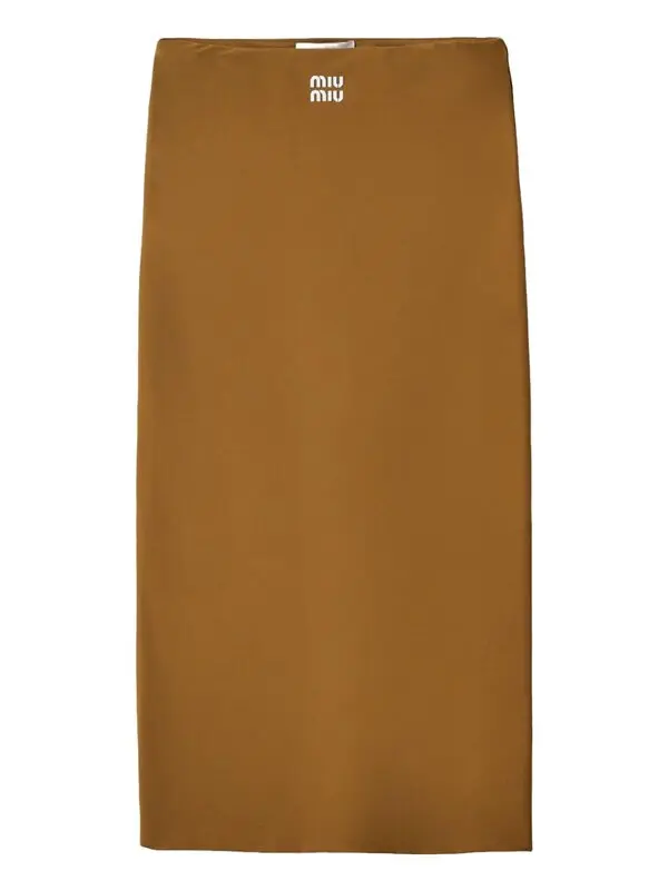 Miu Miu Rubberized-logo Midi Skirt - Green