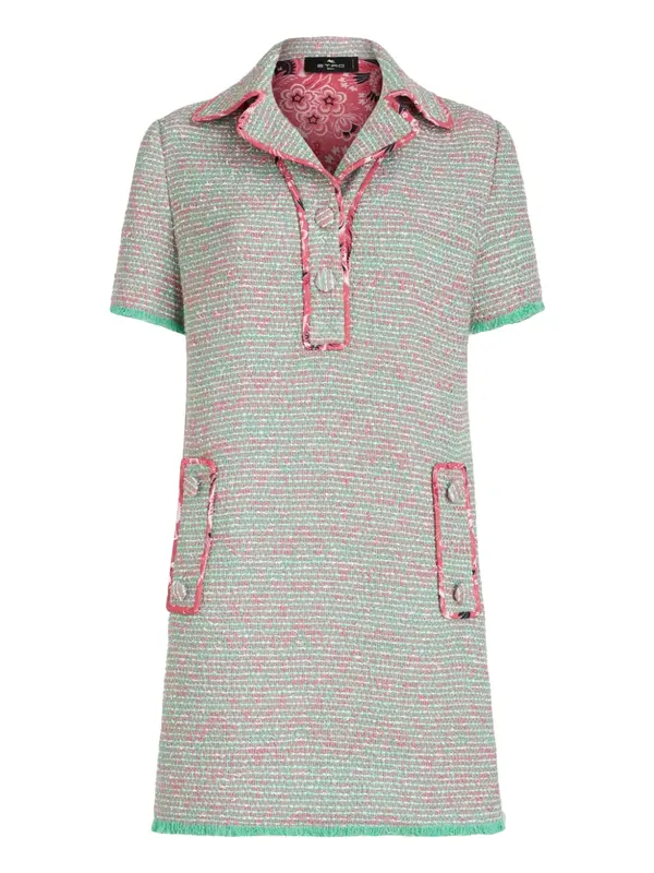Etro Tweed Polo Minidress - Green