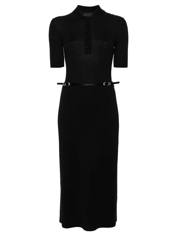 Givenchy Belted Wool Midi Dress - Black
