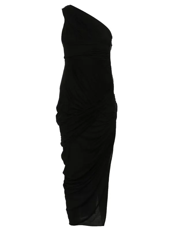 Rick Owens One-shoulder Draped Midi Dress - Black