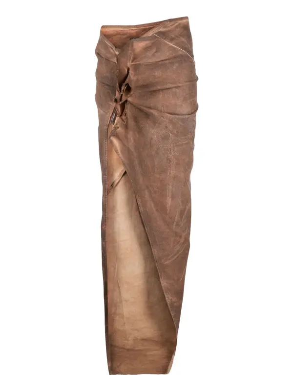 Rick Owens Edfu Asymmetric Maxi Skirt - Brown