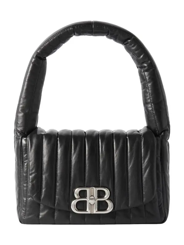 Balenciaga Monaco Padded Quilted Leather Shoulder Bag - Black