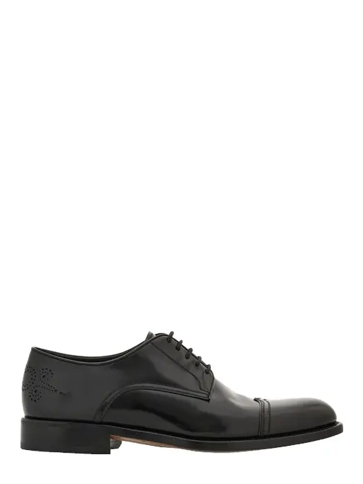 FERRAGAMO Derby With Toe Cap - Black