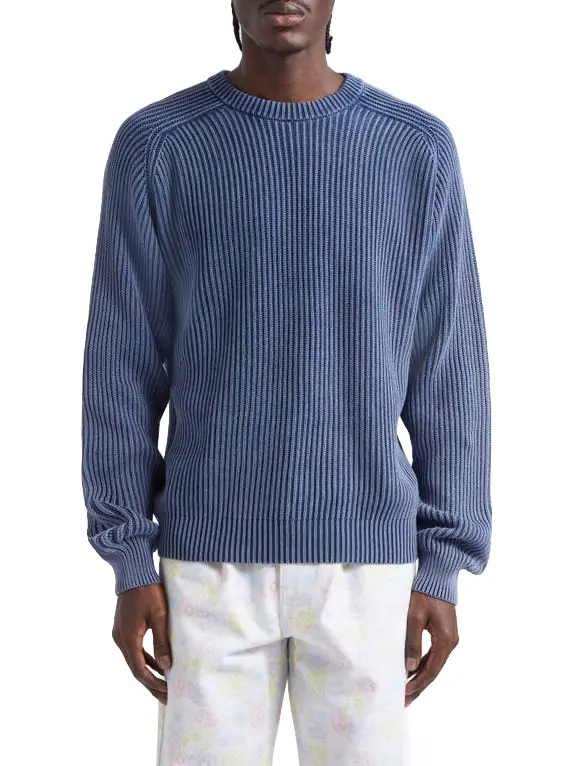 NOAH Shaker Stitch Cotton Sweater - Navy