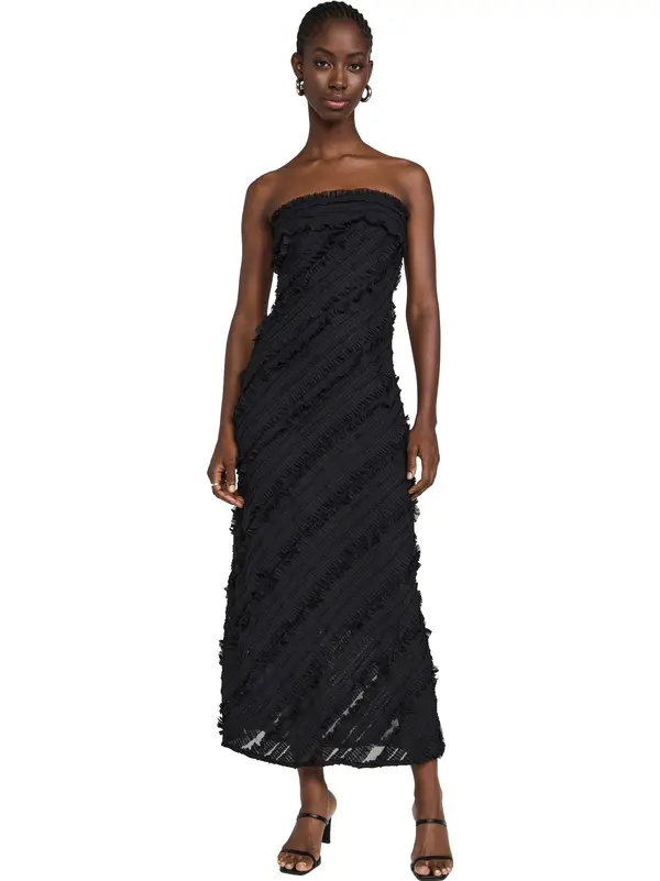 Endless Rose Strapless Ruffled Maxi Dress - Black