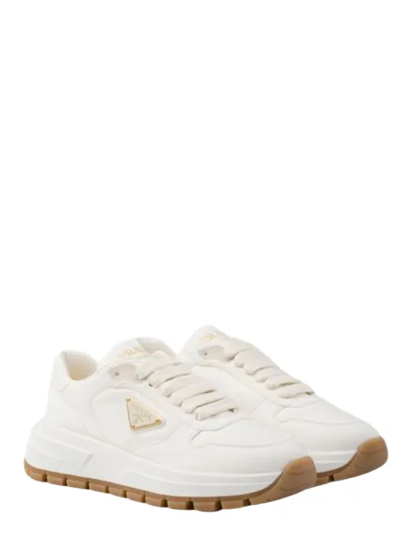 Prada Prax 01 Leather Sneakers - Ivory