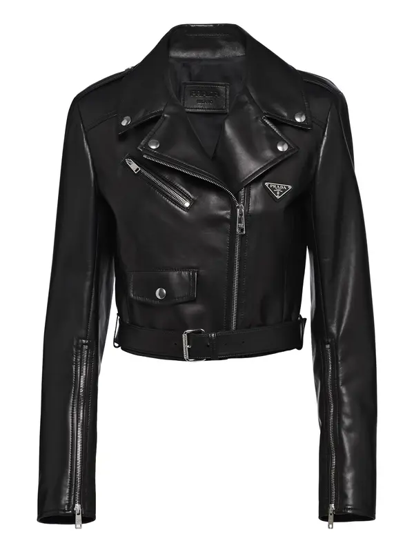 Prada Nappa Leather Biker Jacket - Black