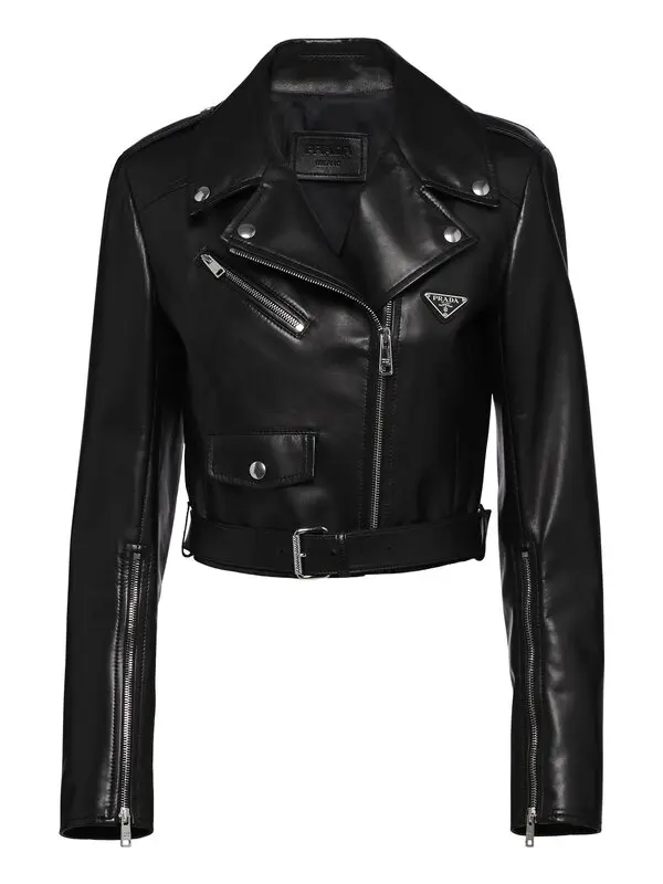 Prada Nappa Leather Biker Jacket - Black