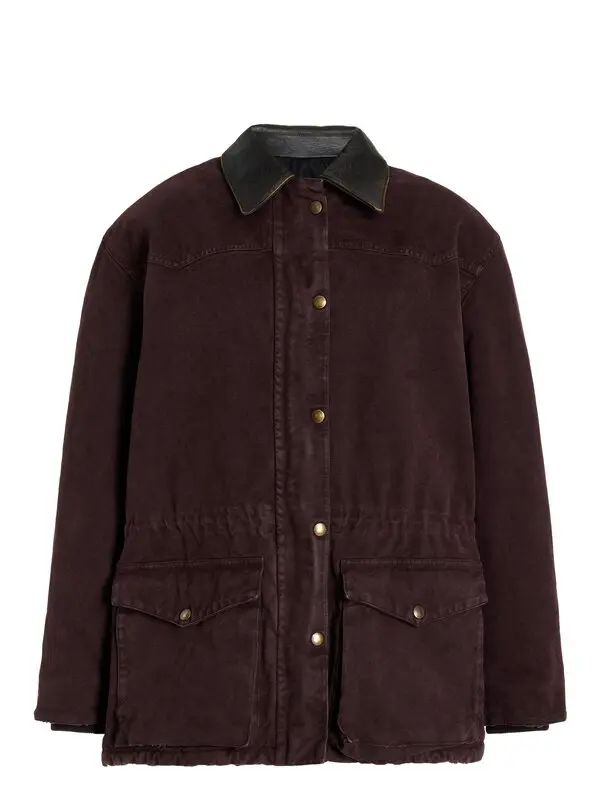 Prada Leather-trimmed Denim Jacket - Burgundy