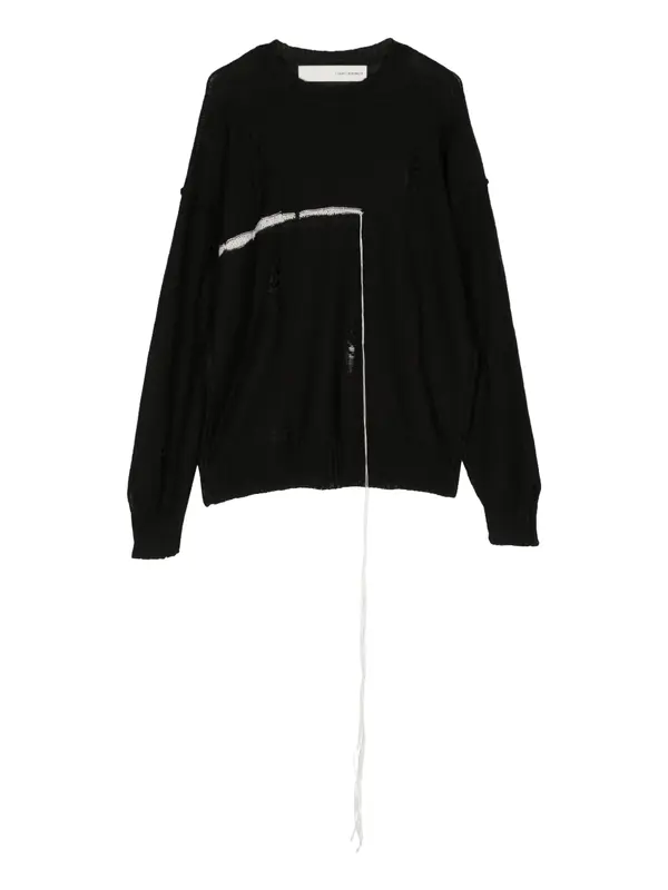Isabel Benenato Raw-cut Detail Knit Pullover - Black