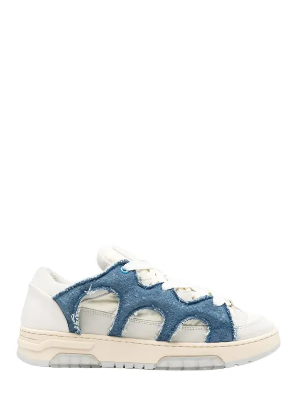 SANTHA Panelled Padded Leather Sneakers - Blue