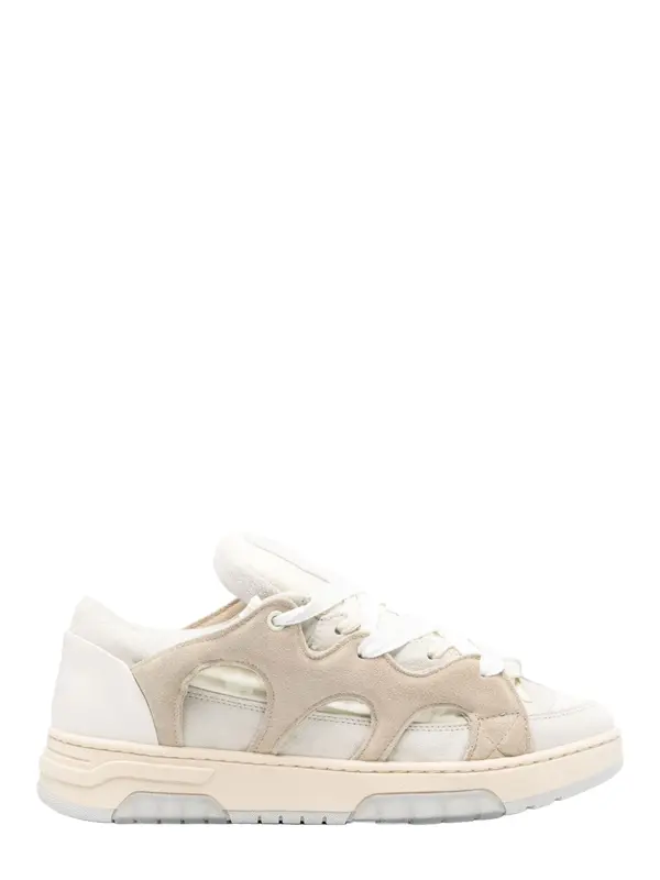 SANTHA Panelled Leather Sneakers - Neutrals