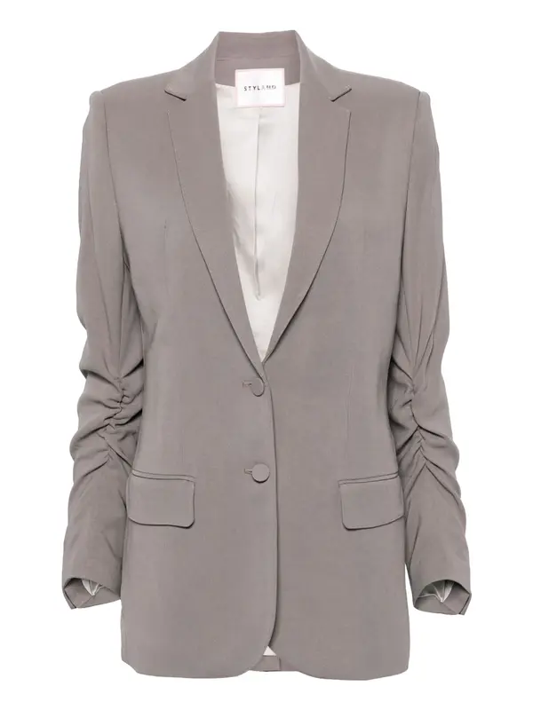 STYLAND Notched-lapel Single-breasted Blazer - Grey