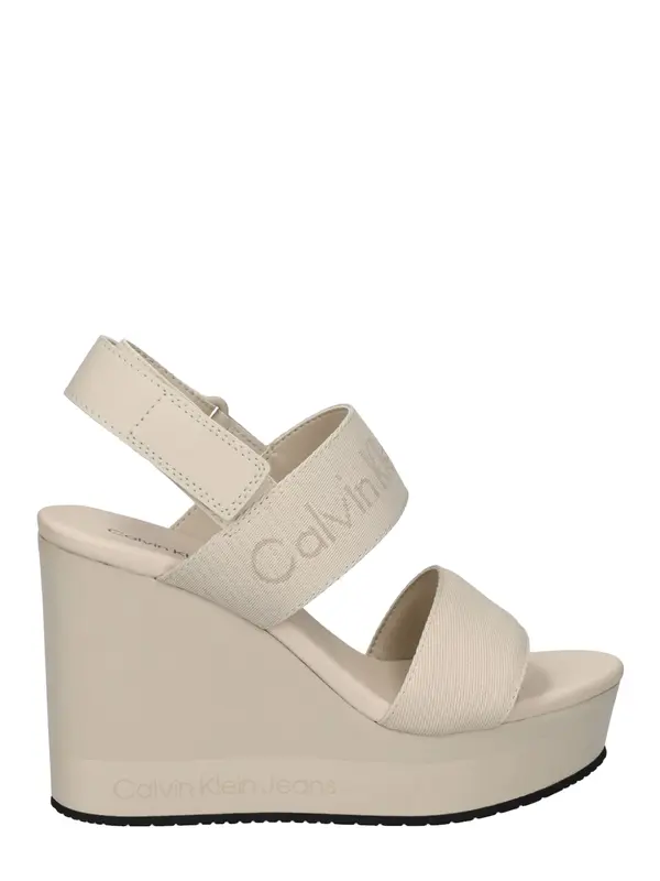 Calvin Klein 110mm Logo-strap Wedge Sandals - Neutrals