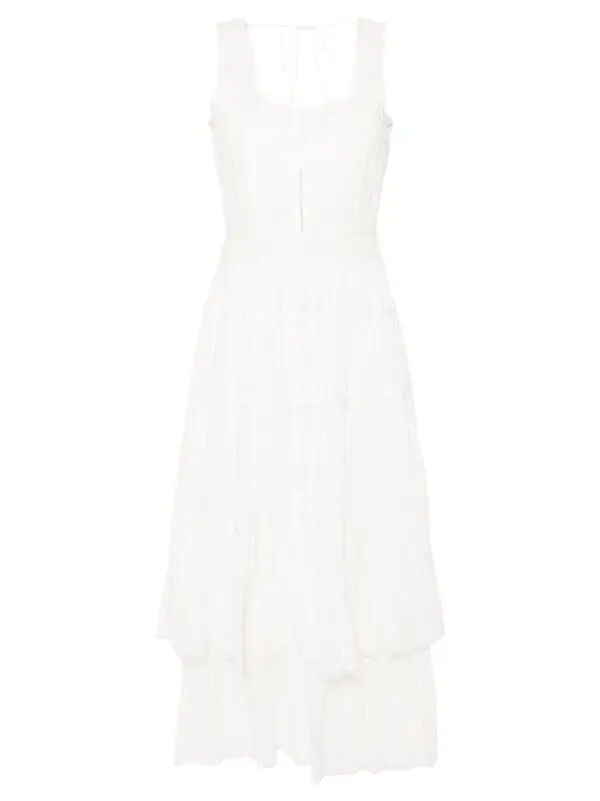 TWINSET Lace-trimmed Cotton Maxi Dress - White