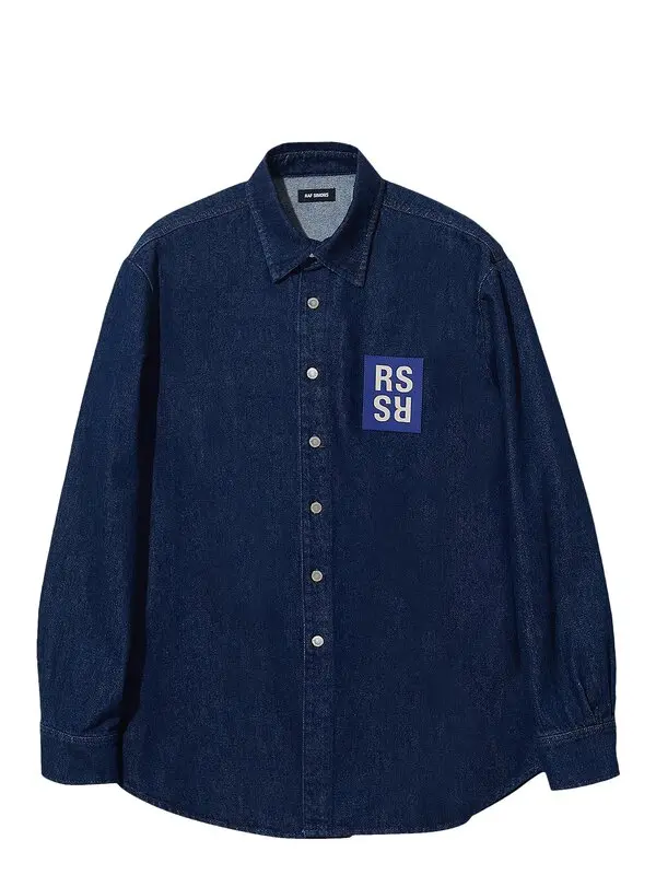 Raf Simons Logo Patch Denim Shirt - Blue