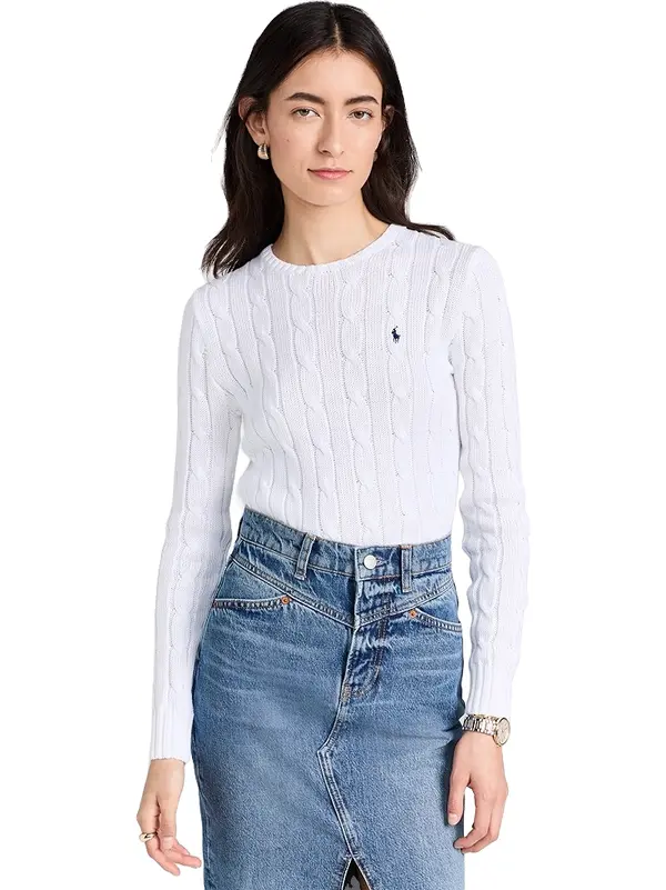 Ralph Lauren Cotton Julianna Long Sleeve Pullover - White
