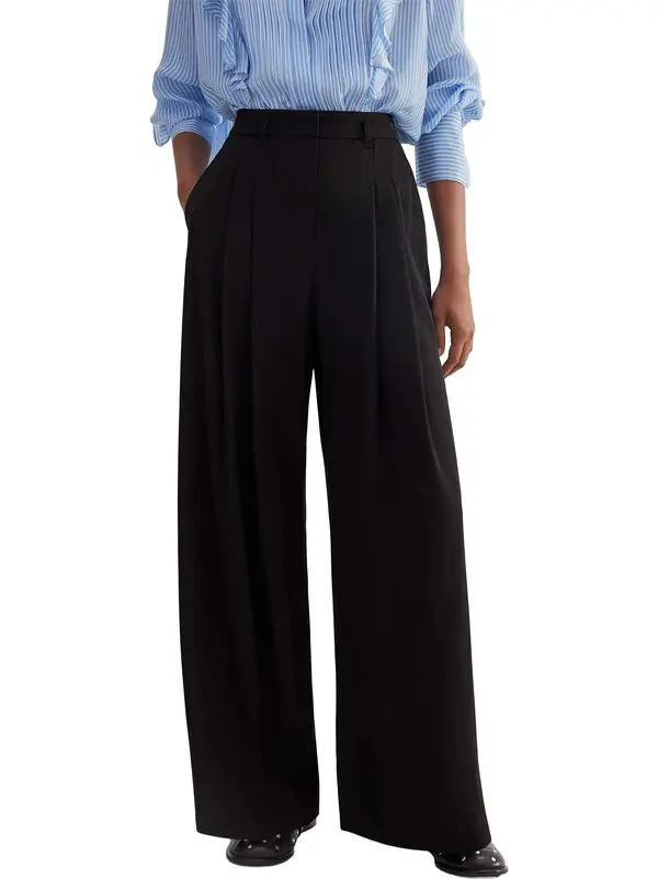 ME+EM Wide-leg Tux Trousers - Black