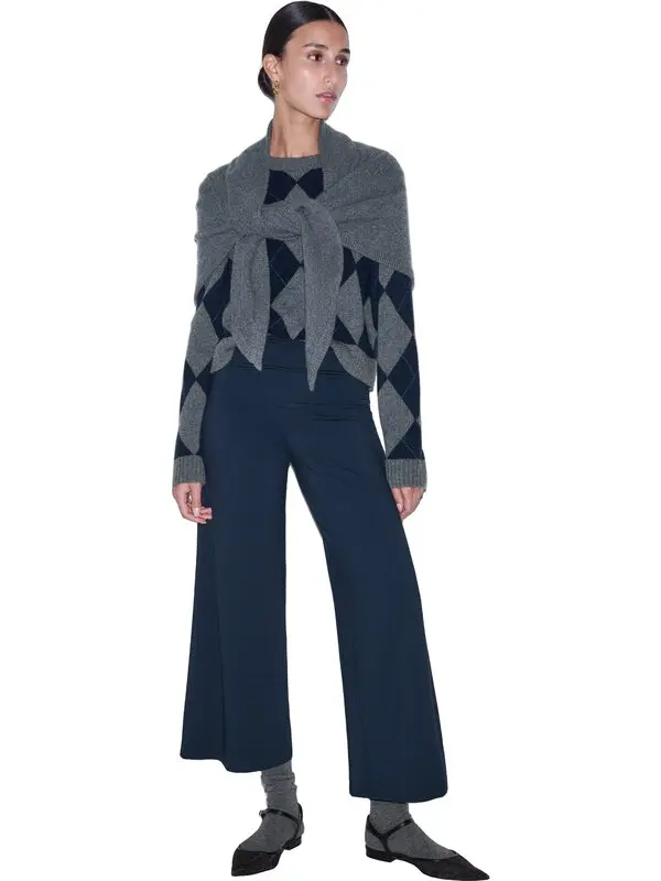 ME+EM Crop Palazzo Pant - Dark Navy