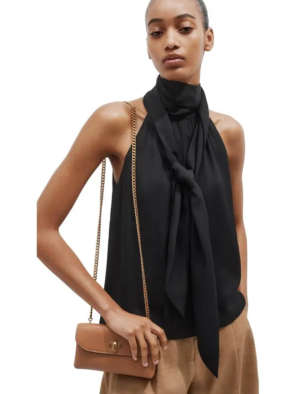ME+EM Silk Halterneck Top - Black
