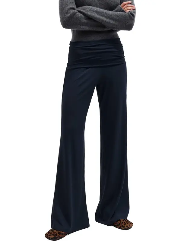 ME+EM Roll-top Waistband Palazzo Pant - Dark Navy