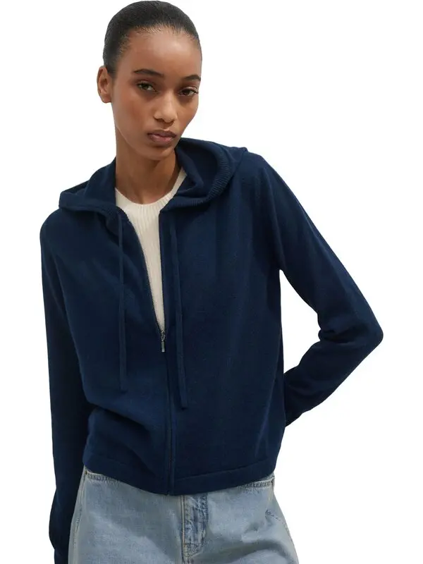 ME+EM Cashmere Zip Hoodie - Navy