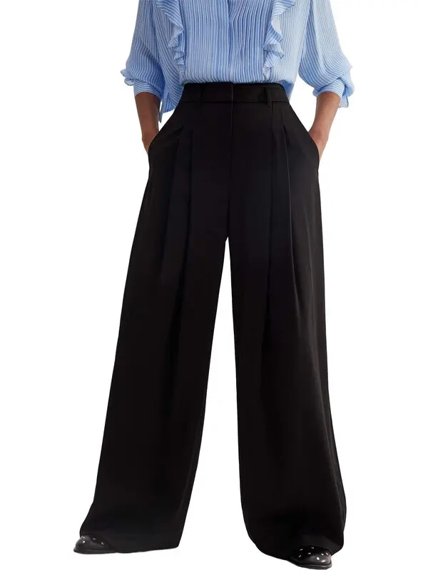 ME+EM Wide-leg Tux Trousers - Black