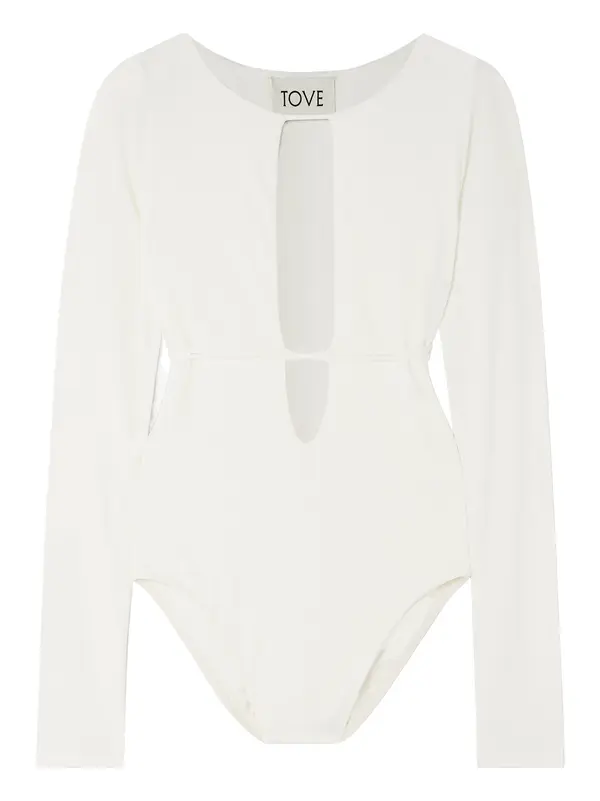 Tove Jennifer Cutout Stretch-crepe Bodysuit - White