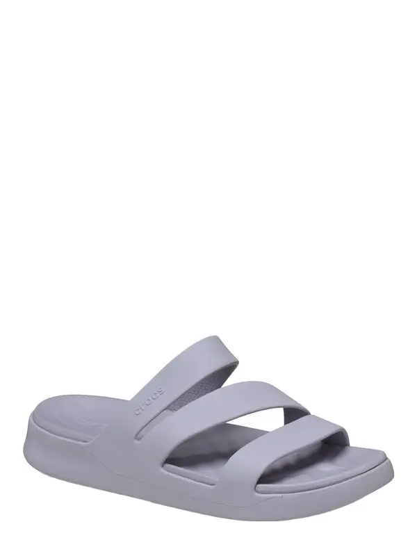 CROCS Waterproof Strappy Platform Slides - Mauve Mist