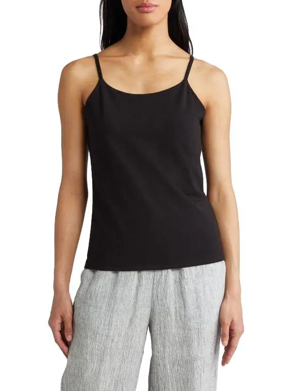 Eileen Fisher Organic Cotton Blend Shelf Bra Camisole - Black