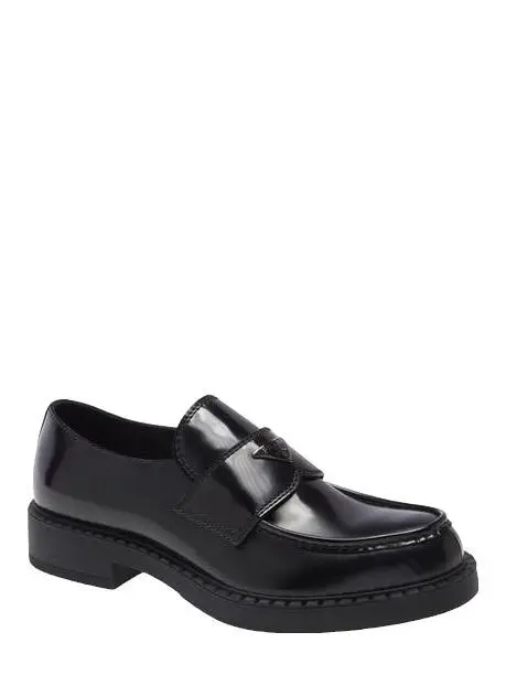 Prada Brushed Leather Loafer - Black