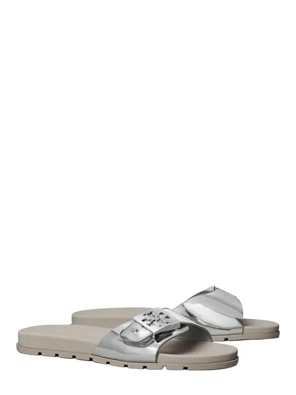 Tory Burch Buckle Slide Sandal - Silver/silver/aluminum