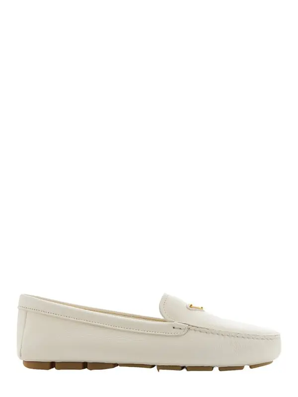 Prada Leather Driving Loafers - White