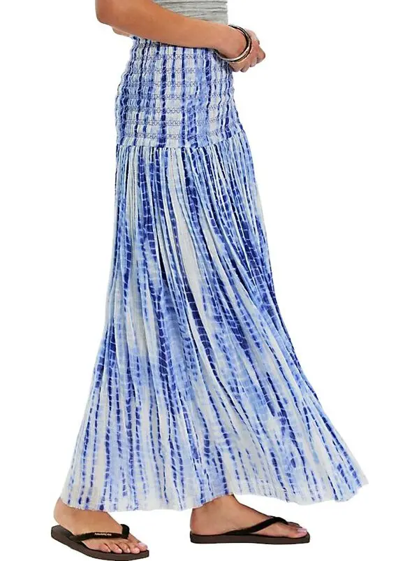 Free People Fp One Ravenna Printed Convertible Maxi Skirt - Indigo Tie Dye Combo