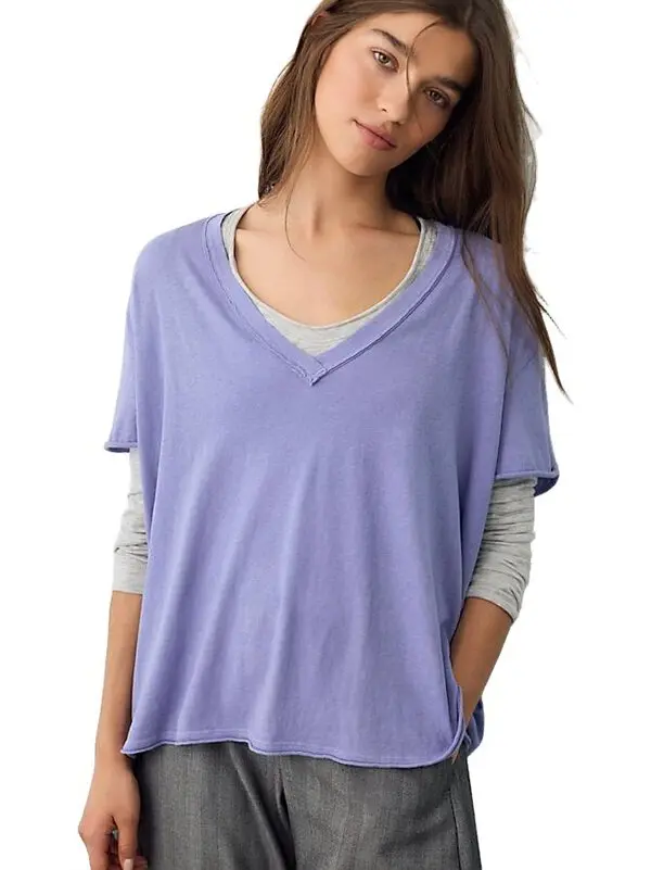 Free People We The Free Nina V-neck Tee - Lavender Fields