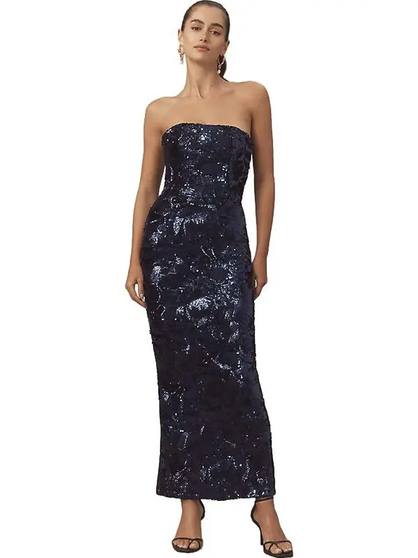 HELSI Leslie Strapless Sequin Midi Dress - Navy