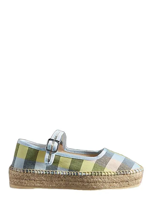 Maeve Mary Jane Espadrille Flats - Blue Plaid
