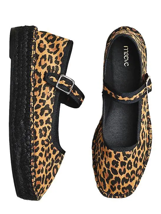 Maeve Mary Jane Espadrille Flats - Cheetah