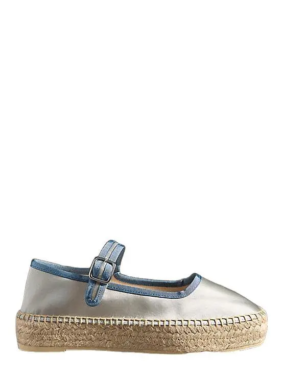 Maeve Mary Jane Espadrille Flats - Light Blue Satin