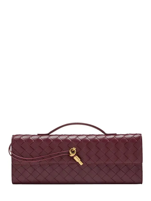 Bottega Veneta Long Andiamo Intrecciato Leather Clutch - Barolo-m Brass