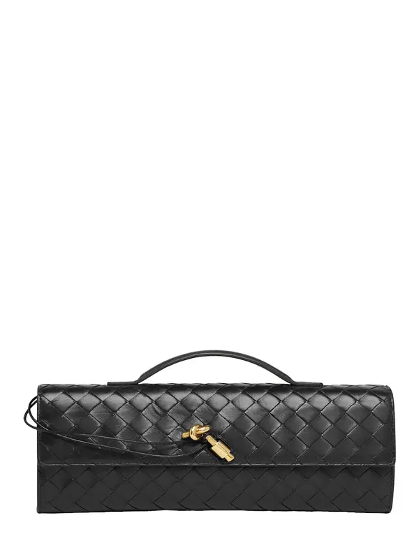 Bottega Veneta Long Andiamo Intrecciato Leather Clutch - Black