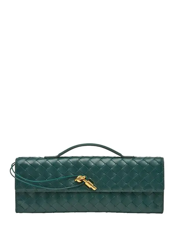 Bottega Veneta Long Andiamo Intrecciato Leather Clutch - Emerald