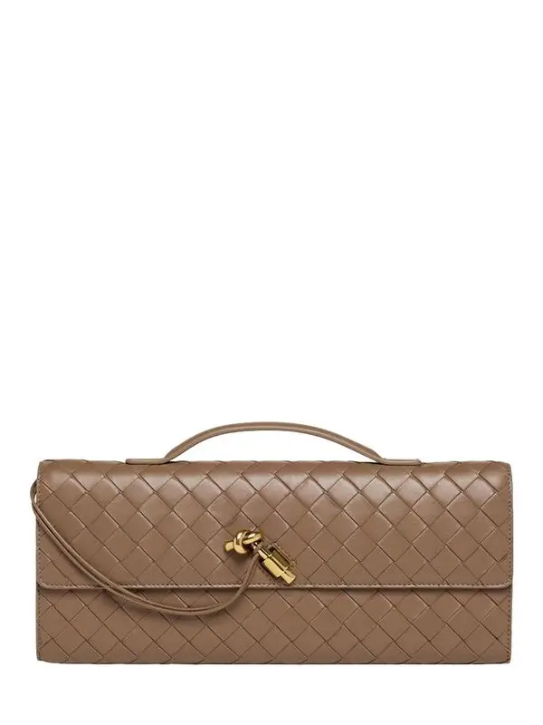 Bottega Veneta Long Andiamo Intrecciato Leather Clutch - Pinecone