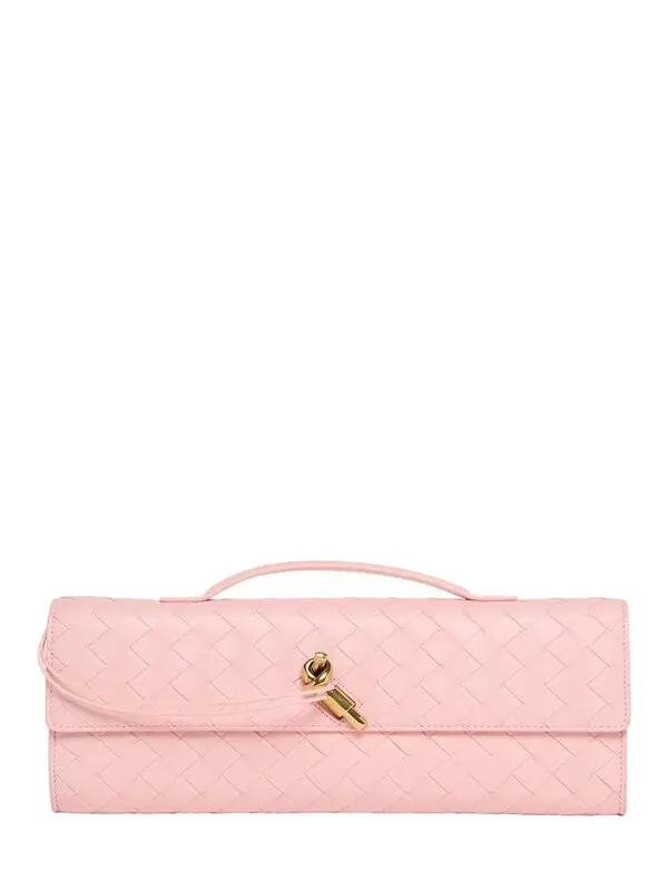 Bottega Veneta Long Andiamo Intrecciato Leather Clutch - Rose