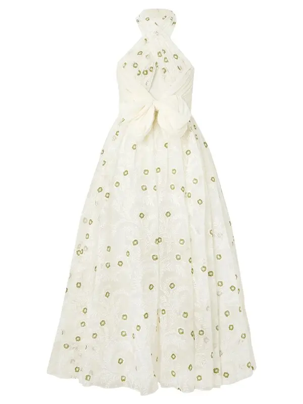 Giambattista Valli Cutout Chiffon-trimmed Embroidered Silk-organza Gown - Ivory