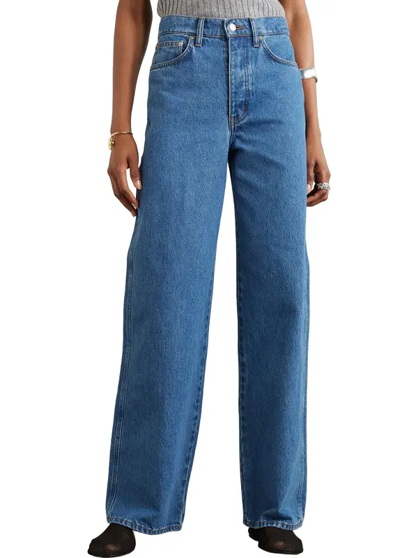 ST. AGNI High-rise Wide-leg Organic Jeans - Blue