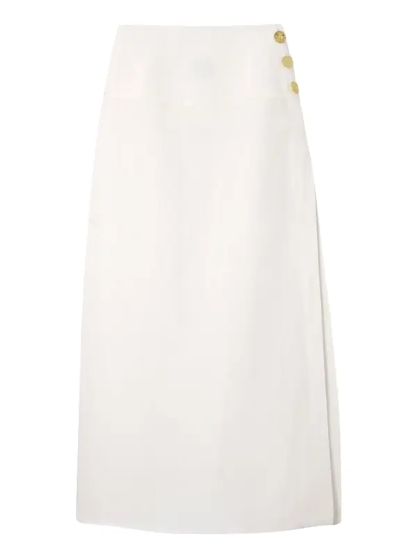 Le Kasha Haifal Linen Midi Skirt - White