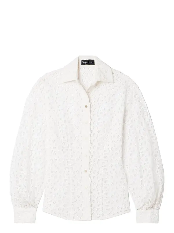 SERGIO HUDSON Broderie Anglaise Cotton Shirt - White
