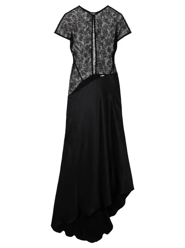 Tove Beline Lace And Silk-satin Maxi Dress - Black