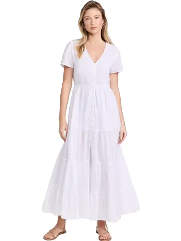 Playa Lucila Button Maxi Dress - White